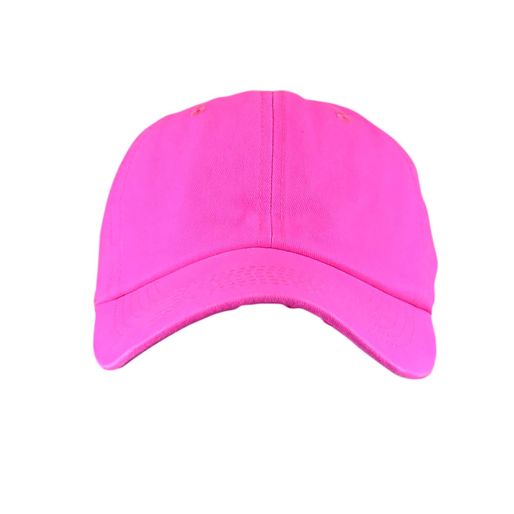 C.C Unisex Classic Blank Low Profile Cotton Unconstructed Baseball Cap Dad Hat, Neon Pink