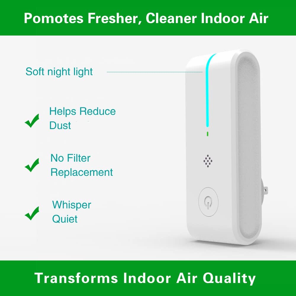 Pure Air - 6 Units-Mini Home Plug-in Air Purifier,Ionizer, Power Saving, Silent Suitable Portable for home, bathroom, living room, bedroom, hotel, pet room, toilet（White)