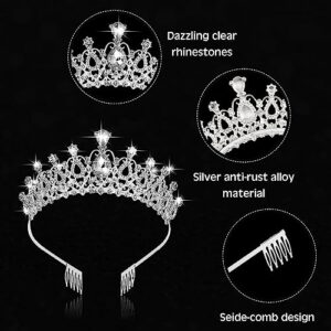 Zeyune 9 Pcs Tiaras and Crowns for Women Crystal Princess Tiara Rhinestone Brides Crown Tiara Queen Crown with Combs for Wedding Birthday Quinceanera Pageant Prom Hair Accessories(Silver)