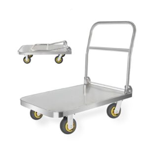 uholan dolly cart heavy duty hand truck 660lbs stainless steel folding cart with wheels used for warehouse transport groceries heavy-duty utility hand truck