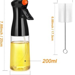 Leaflai Olive Oil Sprayer, 200ml Rotatable Nozzle Olive Oil Spray Bottle for Cooking Premium Oil Mister with Brush Oil Spritzer for Air Fryer, BBQ, Salad, Baking,Grilling Kitchen Gadgets