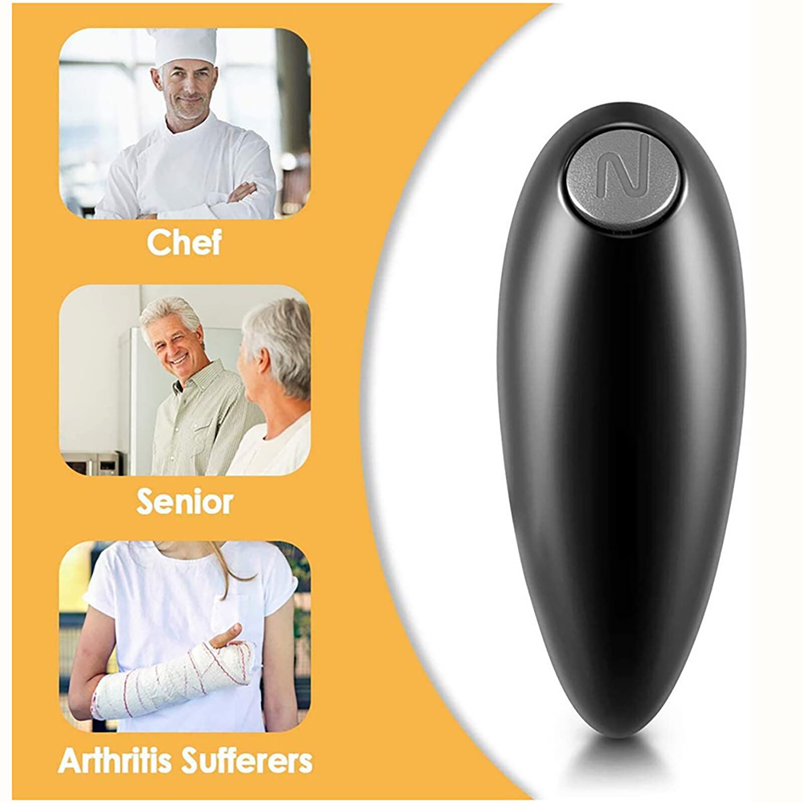 One- touch Electric Can Opener, Battery Operated Food- Safe Smooth Edge Automatic Hands Free Can Openers for Kitchen Best Kitchen Gadgets for Arthritis Elderly and Chef