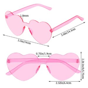 Fengek 30 Pcs Heart Shape Sunglasses Frameless Transparent Glasses Party Favors for Women, Pink