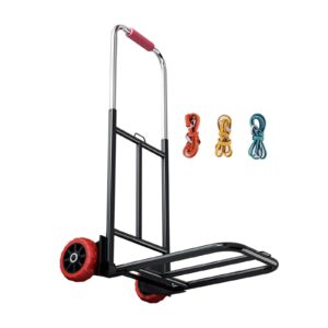 almencla folding hand truck load 70kg heavy duty rubber wheels portable utility cart luggage trolley cart hand cart for office moving outdoor shopping