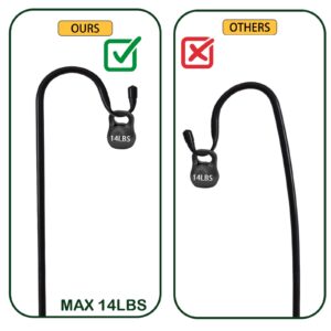 TIEBOLA Shepherd Hooks 2 Pack - 48 Inches High 1/2 Inch Thick Adjustable Rust Resistant Shepards Hooks with 5 Prong Base for Hanger Holder, Wedding Decor, Lanterns, Flower Basket, Bird Feeder.