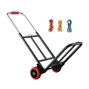 Almencla Folding Hand Truck Load 70kg Heavy Duty Rubber Wheels Portable Utility Cart Luggage Trolley Cart Hand Cart for Office Moving Outdoor Shopping