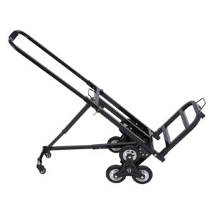 stair climbing cart, portable folding trolley with 8 wheels, stair climber hand truck with adjustable handle for pulling, heavy duty dolly cart for stairs (black-330 lbs-8 wheels)