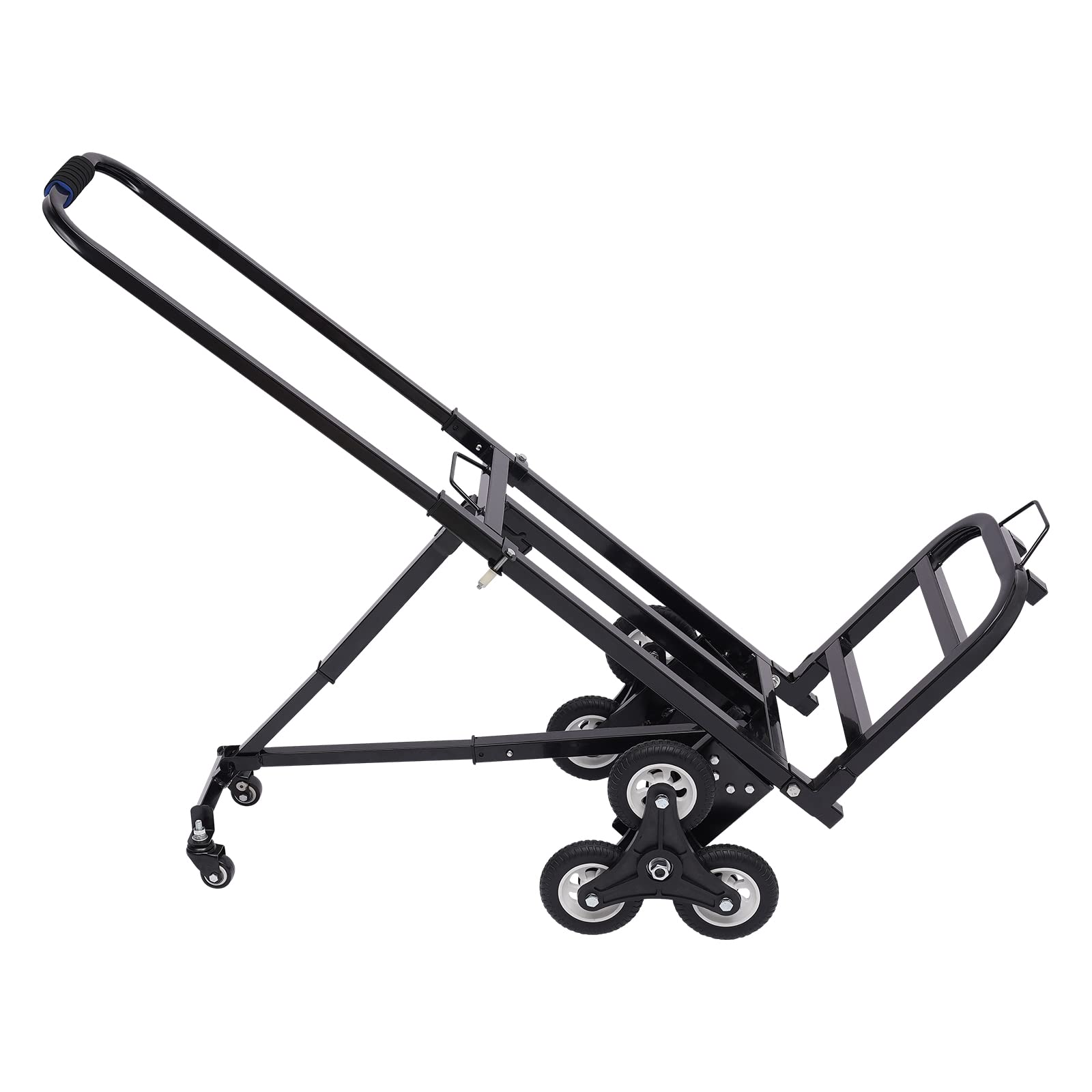 Stair Climbing Cart, Portable Folding Trolley with 8 Wheels, Stair Climber Hand Truck with Adjustable Handle for Pulling, Heavy Duty Dolly Cart for Stairs (Black-330 lbs-8 Wheels)