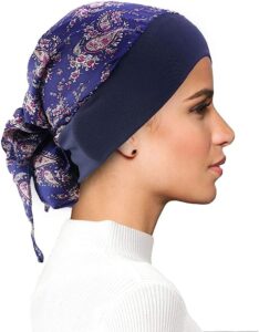 fadachy chemo headwear turbans for women with cancer, summer chemo hats with silky long hair head scarf, fashion soft floral headwraps cancer headcovers hats