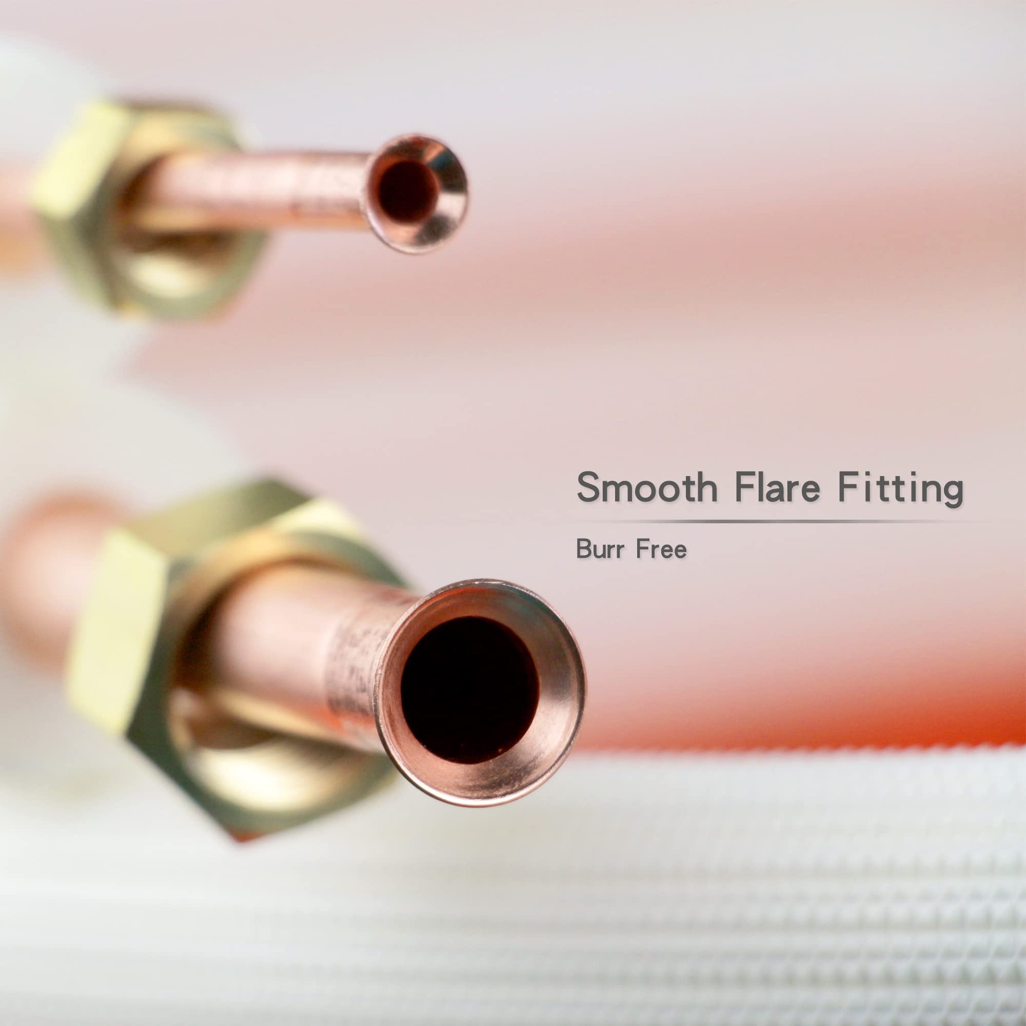 50ft Length Mini Split Line Set 1/4" 3/8" OD Copper Pipes Tubing and 3/8 White PE Thickened Insulated with Flared Nuts for Mini Split Air Conditioner HVAC or Heat Pump for 9000BTU (1/4+3/8 with wires)