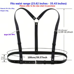 Ulekuke Punk Black Leather Body Harness Belt for Women Gothic Adjustable Waist Belts Fashion Accessories (Black D)