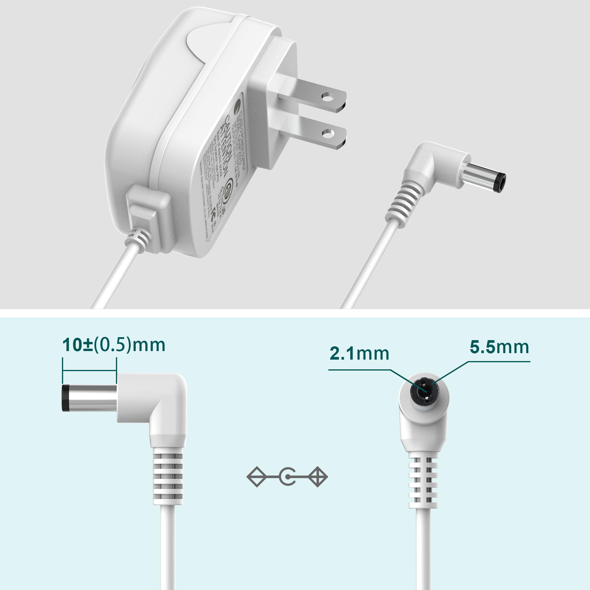 Air Purifier Power Adapter Charger Suitable for Jafända JF100 Replacement Charger 12V 1A(Size : White US/CA)