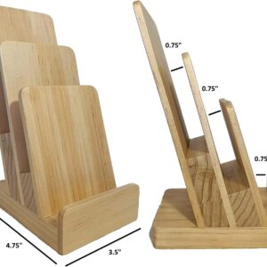 2Droids Elegant 3-Tier Pine Wood Literature Holder, Trifold Brochure Holder, Flyer Holder, Postcard Display and Countertop Wooden Display Stand [Pack of 2]