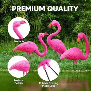 JOYIN 3 Pack Large Pink Flamingo Yard Decorations, Medium Plastic Lawn Flamingos Ornament Stakes, Flamingo Party Decor with Rubber Coating Metal Legs for Yard, Garden, Luau Party Gift (11in x 20in)