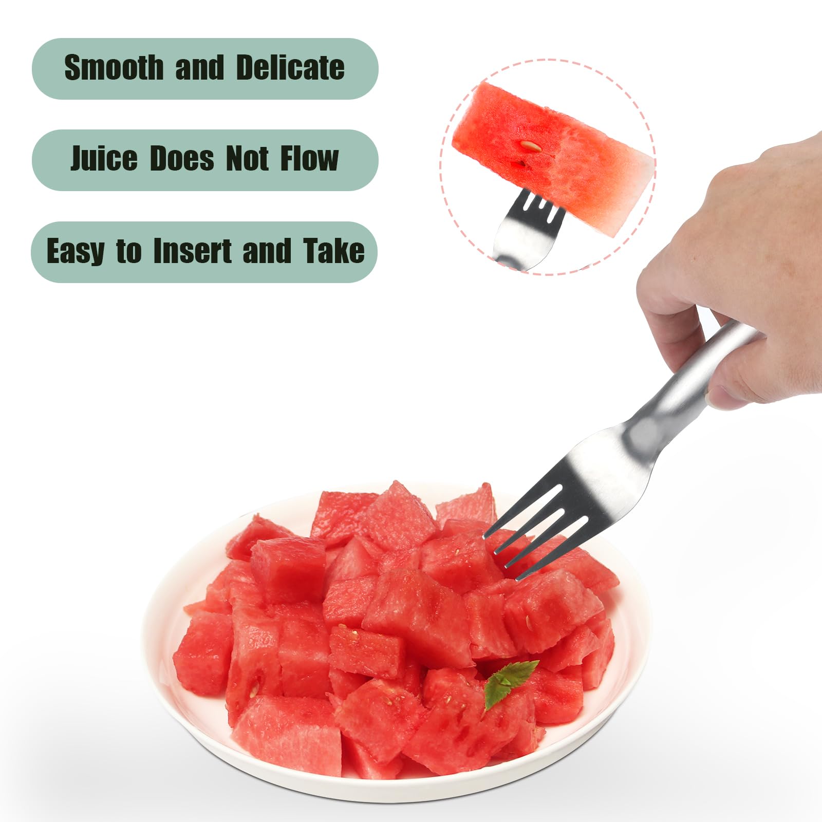 2pcs Watermelon Slicer Fork, Stainless Steel Watermelon Slicer Cutter Summer 2-in-1 Watermelon Fork Slicer Fruit Cutting Fork Tool