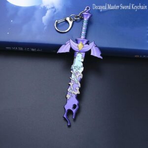 MEETCUTE Decayed MasterSword Keychain Latest,Cool Sword Key Ring for Men and Women Legend of Zeld the Tears Kingdom MasterSword Key chain Cosplay Accessories - Purple