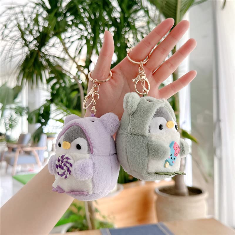 Ordabi 4 PCS Kawaii Plush Penguin Keychain for Purse Fairycore Stuffed Animal Keyring Pendant Fluffy Cutecore Charms Accessories