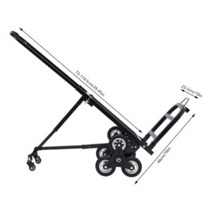 Stair Climbing Cart, Portable Folding Trolley with 8 Wheels, Stair Climber Hand Truck with Adjustable Handle for Pulling, Heavy Duty Dolly Cart for Stairs (Black-330 lbs-8 Wheels)