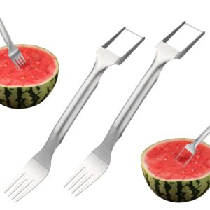 2pcs watermelon slicer fork, stainless steel watermelon slicer cutter summer 2-in-1 watermelon fork slicer fruit cutting fork tool