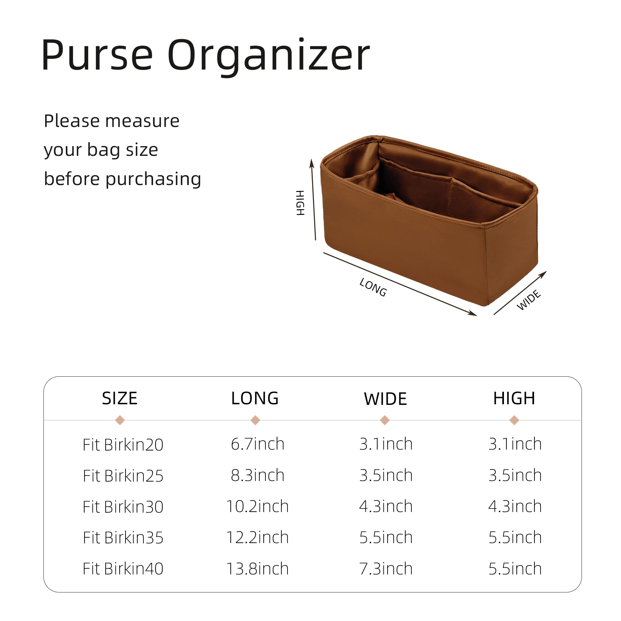 ZYZii Purse Organizer for Birkin 20/25/30/35/40,Silky Smooth Insert,Lightweight Bag in Bag,Luxury Handbag Storage Accessories(Birkin 30,Gold)