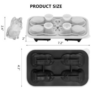 ACOOKEE French Bulldog Ice Cube Mold, 4 Hole Fun Shapes Large Frenchie Bull Dog Ice Cube Tray for Whiskey,Cocktail,Bourbon, Cute Novelty French Bulldog Gifts for Decor, BPA Free