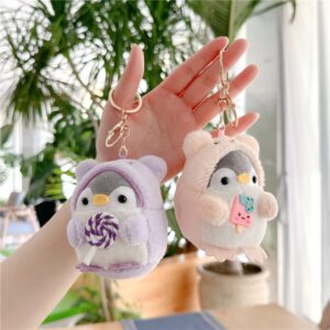 Ordabi 4 PCS Kawaii Plush Penguin Keychain for Purse Fairycore Stuffed Animal Keyring Pendant Fluffy Cutecore Charms Accessories