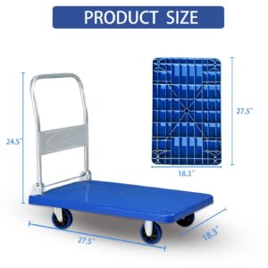 Push Cart Dolly Foldable (330lbs, Blue)