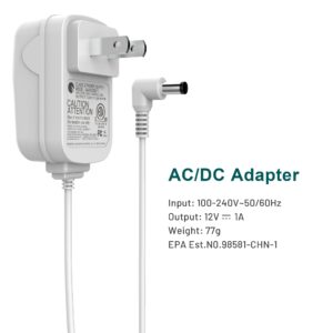 Air Purifier Power Adapter Charger Suitable for Jafända JF100 Replacement Charger 12V 1A(Size : White US/CA)