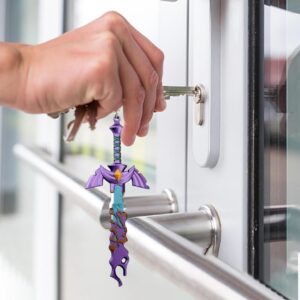 MEETCUTE Decayed MasterSword Keychain Latest,Cool Sword Key Ring for Men and Women Legend of Zeld the Tears Kingdom MasterSword Key chain Cosplay Accessories - Purple