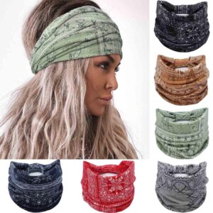 olbye headbands for women wide boho headband knotted turban head bands elastic non slip hairbands floral african head wraps workout yoga sweatbands cotton head scarfs bohemian hair accessories for