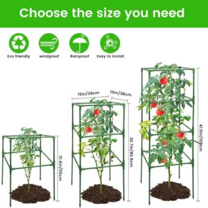 MYMULIKE Tomato Cages for Garden, 3 Pack Square Tomato Cage Heavy Duty, Height-Adjustable Tomato Trellis for Raised Garden Bed, Plants, Flowers Support Stakes- 10 Clips Included