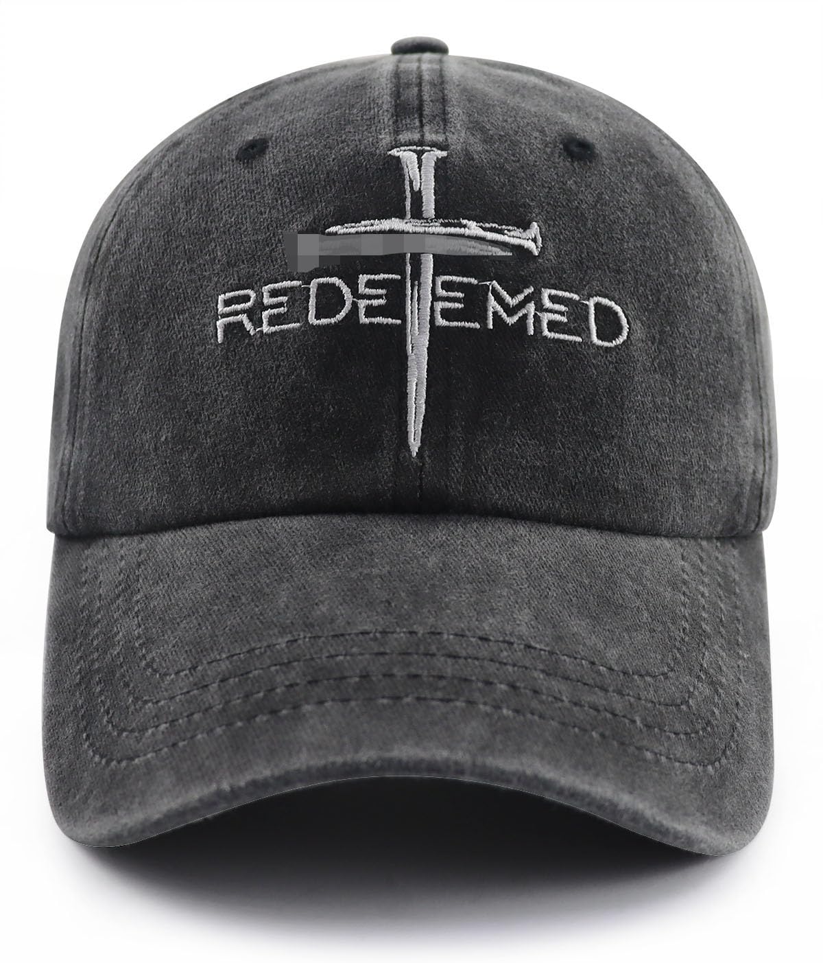 Christian Gifts for Women Men, Funny Embroidered Jesus Cross Nails Hat, Adjustable Washed Cotton Faith Redeemed Baseball Cap, Christ Blessed Gifts for Dad Mom Grandma Grandpa Family Friends Black