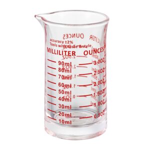 shot glass measuring cup 3 ounce/90ml liquid heavy high espresso glass cup red line