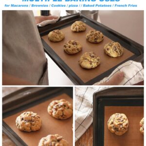 GLBEAR Silicone Baking Mat Sheet 2-Pack,Reusable & Nonstick Bakeware Mats for Cookies, Macarons, Bread and Pastry,Silicone Mats for Baking - Baking Mat For Oven - (16.5" x 11.6")