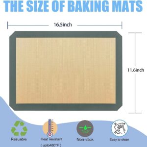 GLBEAR Silicone Baking Mat Sheet 2-Pack,Reusable & Nonstick Bakeware Mats for Cookies, Macarons, Bread and Pastry,Silicone Mats for Baking - Baking Mat For Oven - (16.5" x 11.6")