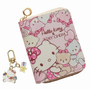 small wallet for women and girl, short pu leather zipper cute coin purse, 2pce