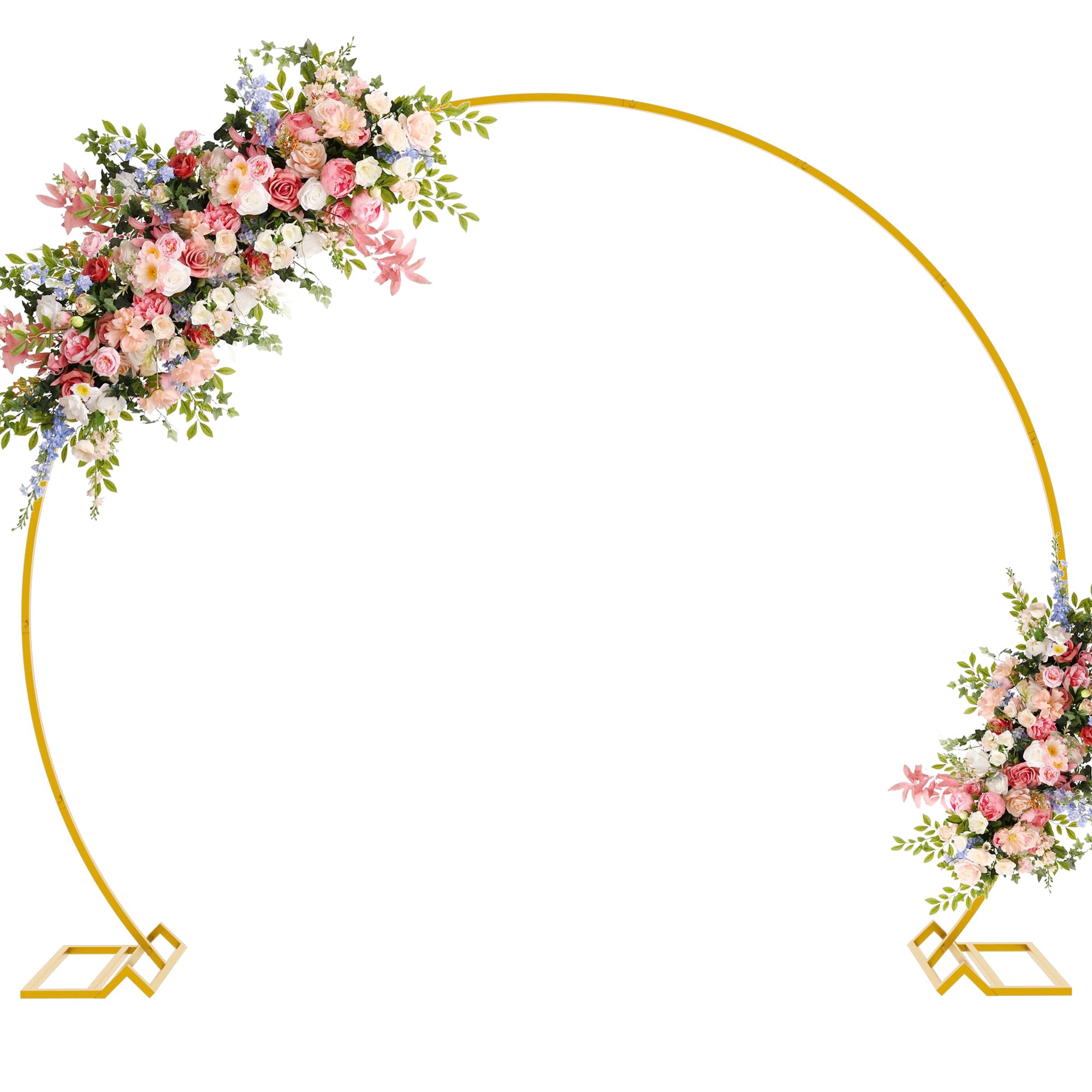 Asee'm 7.2FT Gold Wedding Arch Round Backdrop Stand Large Circle Metal Floral Balloon Frame for Party Anniversary Birthday Graduation Valentine Ceremony Decorations