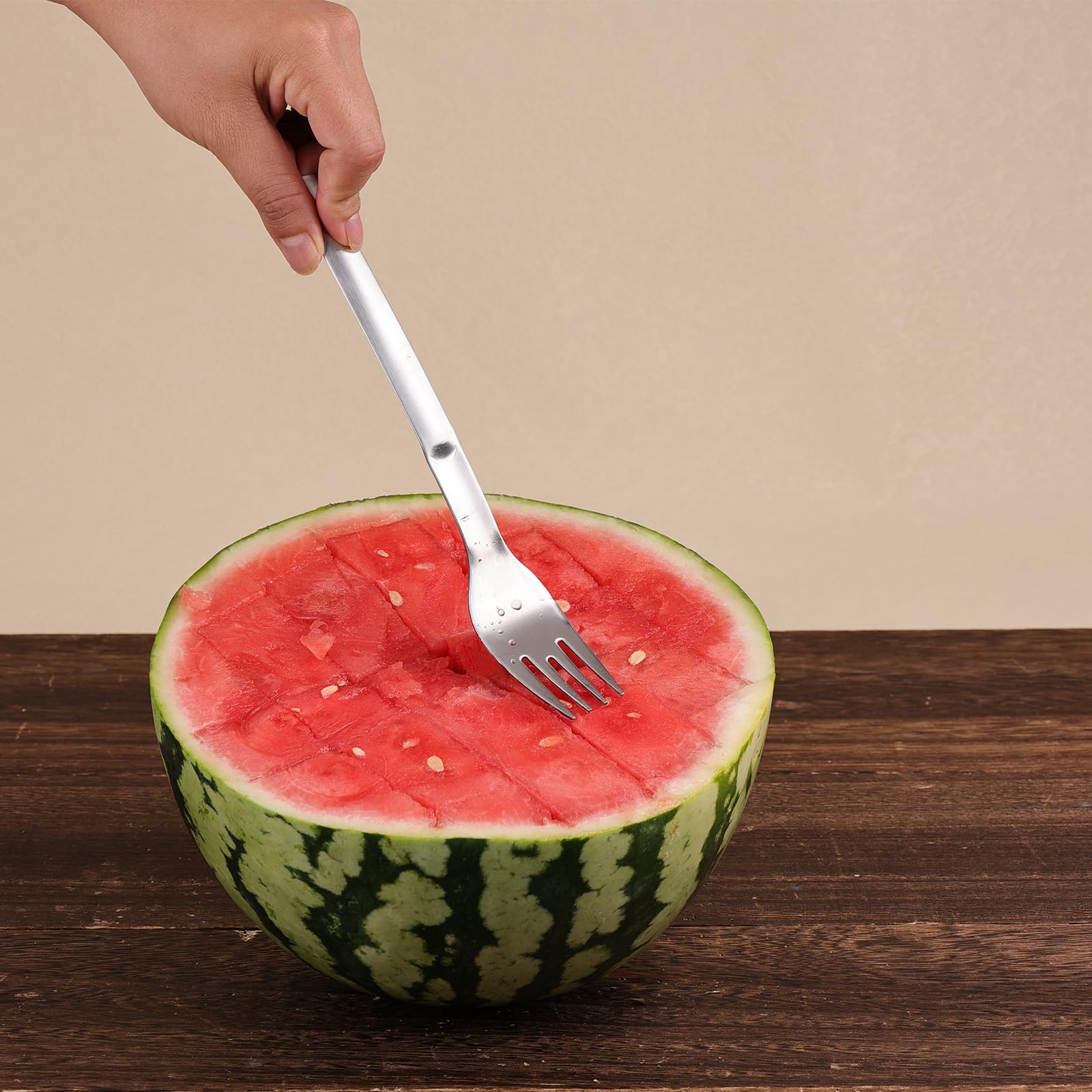 2pcs Watermelon Slicer Fork, Stainless Steel Watermelon Slicer Cutter Summer 2-in-1 Watermelon Fork Slicer Fruit Cutting Fork Tool