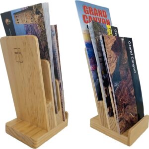 2Droids Elegant 3-Tier Pine Wood Literature Holder, Trifold Brochure Holder, Flyer Holder, Postcard Display and Countertop Wooden Display Stand [Pack of 2]