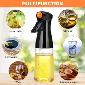 Leaflai Olive Oil Sprayer, 200ml Rotatable Nozzle Olive Oil Spray Bottle for Cooking Premium Oil Mister with Brush Oil Spritzer for Air Fryer, BBQ, Salad, Baking,Grilling Kitchen Gadgets