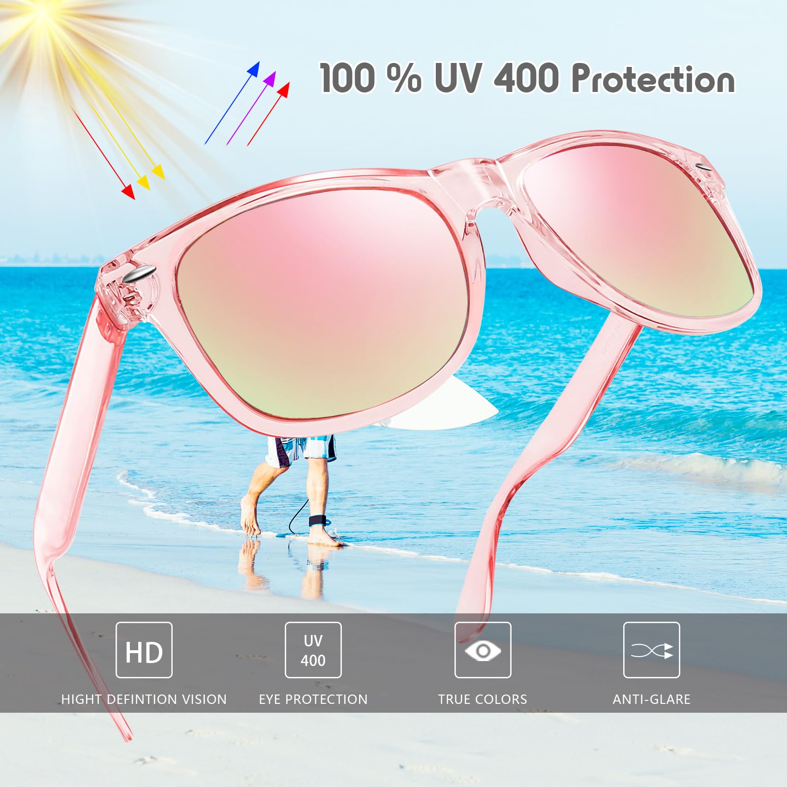 Pibupibu 20 Pack Neon Party Sunglasses Bulk, Wholesale Retro 80s Clear Colorful Mirrrored Lens Sunglasses Party Favors