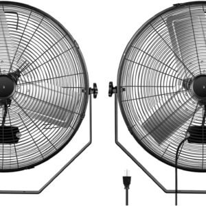 Simple Deluxe 24 Inch Industrial Wall Mount Fan, 3 Speed Commercial Ventilation Metal Fan, 2 Pack, Black