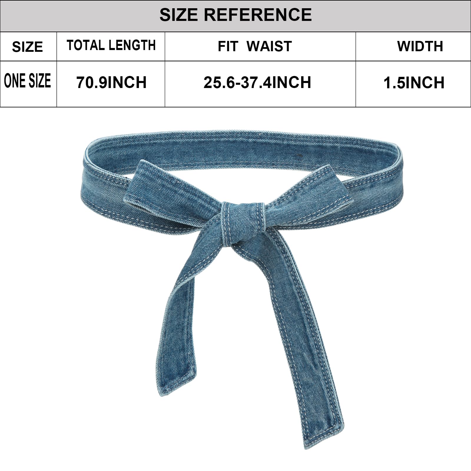 ILuvatar Women's Denim Waist Belt Blue Jean Waist Rope Tiny Belt for Pants Dress Jeans Metal buckle cotton belt