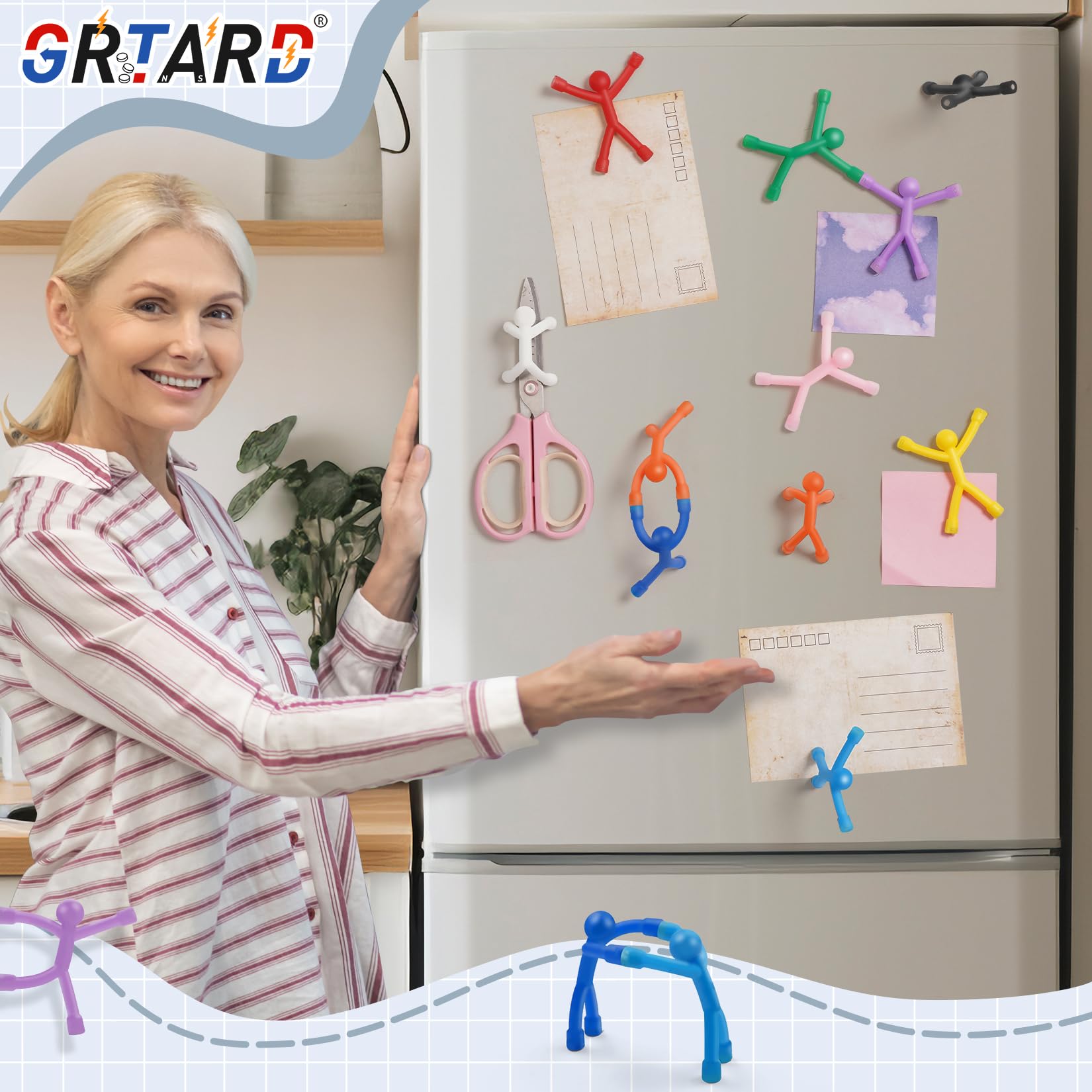 Grtard 10 Pcs Fridge Magnets Men, Mini Magnetic People, Small Colorful Magnets Fridge, Funny Magnets Flexible Magnets Fun Magnets for Whiteboard, Cute Magnets for Fridge, Lockers, Office, Door