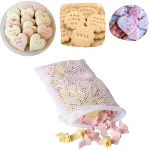 Home-X Cookie Stamps Fondant Letter Stamps - Alphabet, Numbers & Symbols, DIY Fondant Embosser for Cookie & Cake Decorating - 96 Pieces Letter Stamps for Clay with Storage Bag - Pink & Yellow