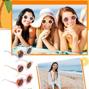 Tigeen 10 Pairs 5.71in Adult Flower Sunglasses Glasses UV Protection Glasses with 50 Daisy Charms 200 Random Letter Beads(Trendy Colors)