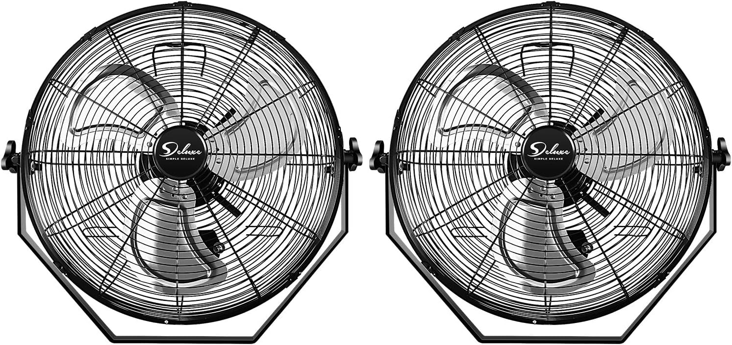 Simple Deluxe 20 Inch High Velocity 3 Speed, Black Wall-Mount Fan