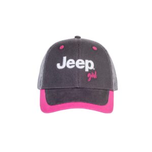 jeep girl trucker hat, custom structured, 6-panel, grey