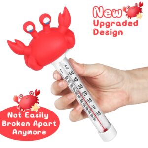 Floating Pool Thermometer, Large Display with String Easy to Read, Shatter Resistant, for Outdoor & Indoor Swimming Pools, Spas, Hot Tubs & Aquariums (Crab)