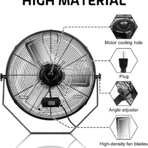 Simple Deluxe 24 Inch Industrial Wall Mount Fan, 3 Speed Commercial Ventilation Metal Fan, 2 Pack, Black